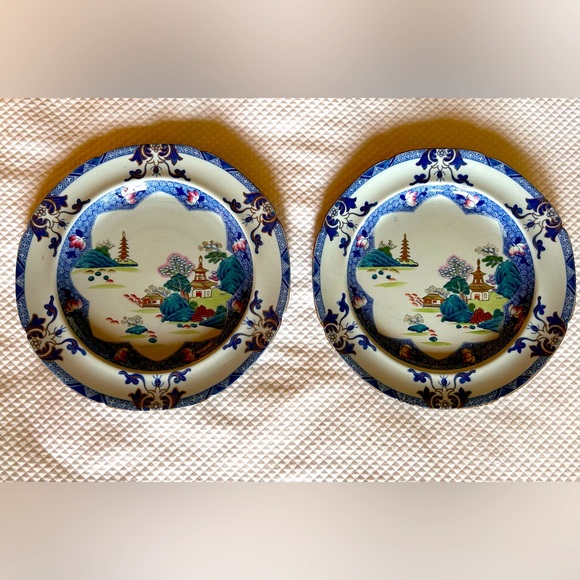 Spode | Other | Pair Of Rare 9th Century Spode Plates Asian Motif ...